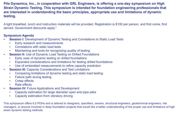 Symposium High Strain Dynamic Testing Reliability And Limitations Dc Pile Dynamics